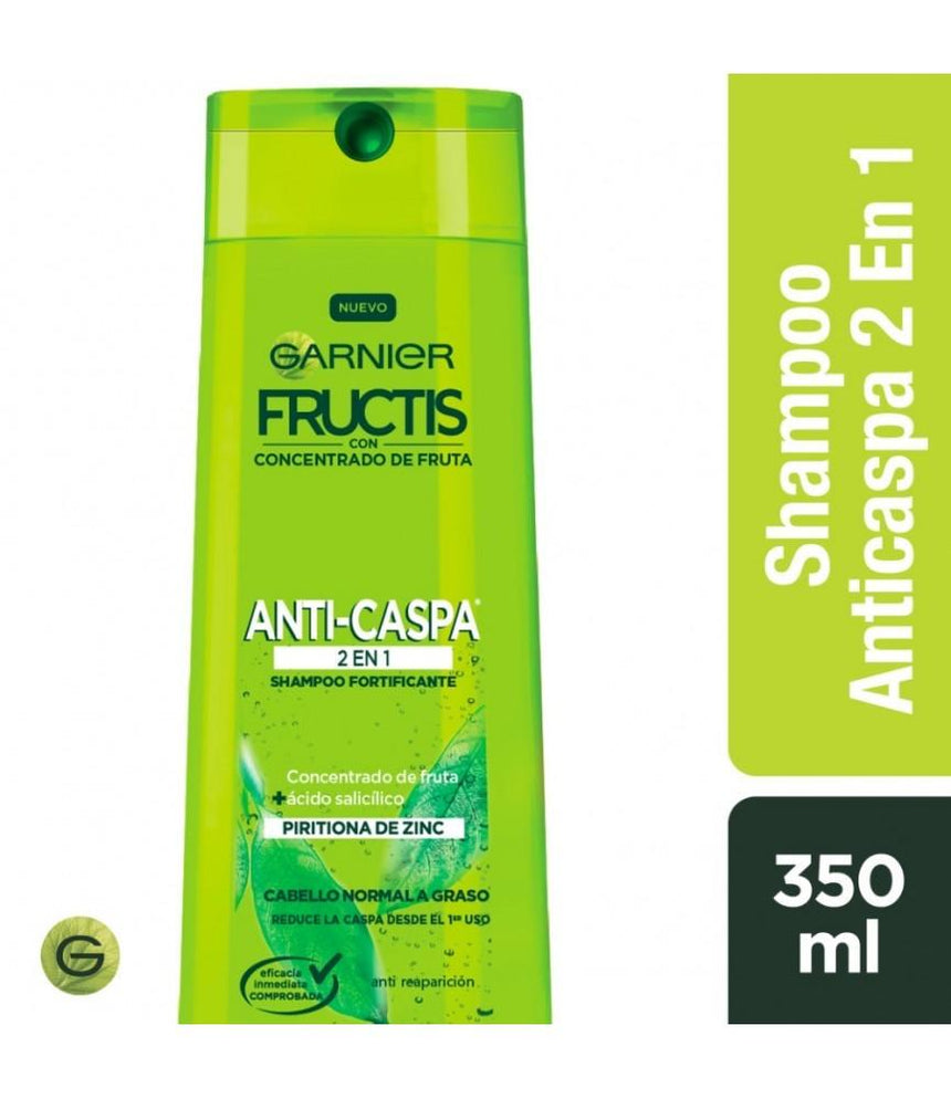 Garnier Fructis Shampoo Anticaspa 2 en 1 Piritiona de Zinc 350 ML ...